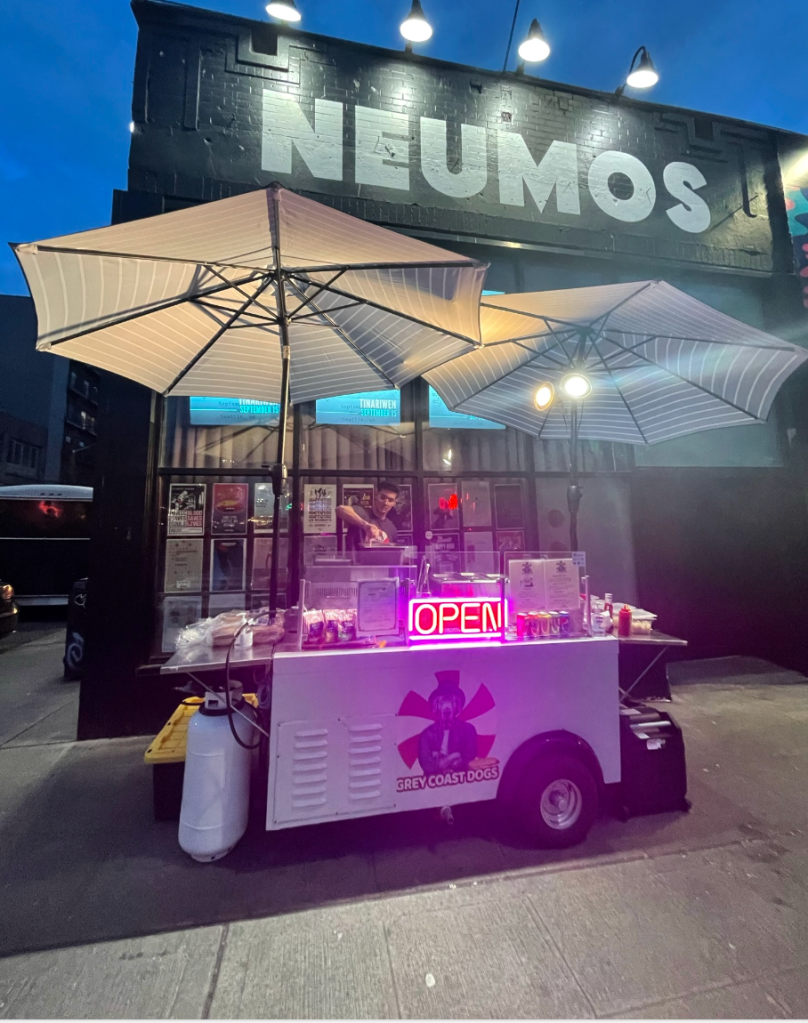 Grey Coast Dogs – Seattle-based hot dog cart with the Weimaraner mascot.